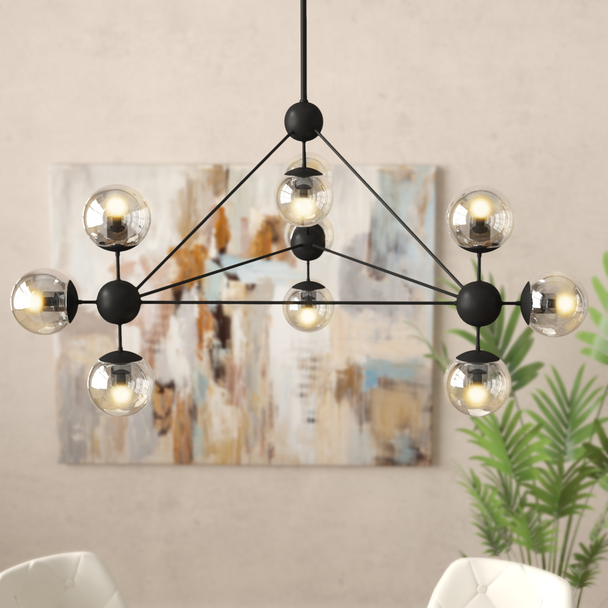 Wade Logan® Hewett 10 - Light Dimmable Sputnik Modern Linear Chandelier ...