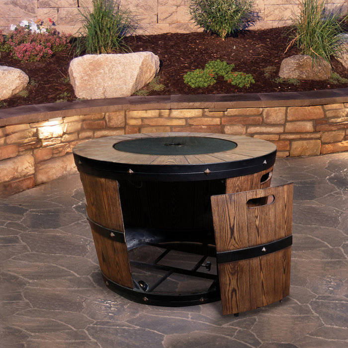 Sunbeam Wine Barrel Concrete Propane/Natural Gas Fire Pit & Reviews ...