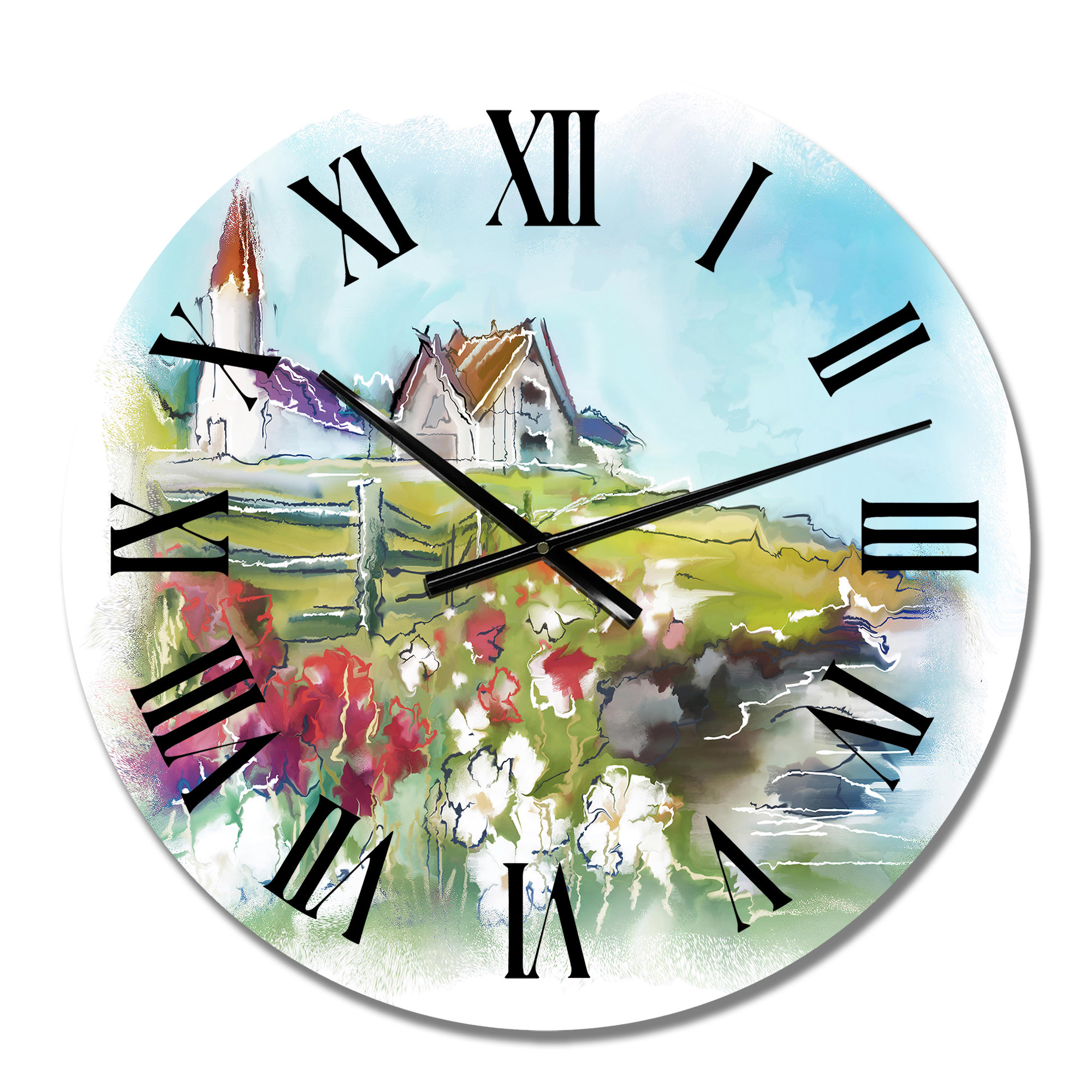 East Urban Home White Buildings On Colorful Green Meadow - Country wall ...