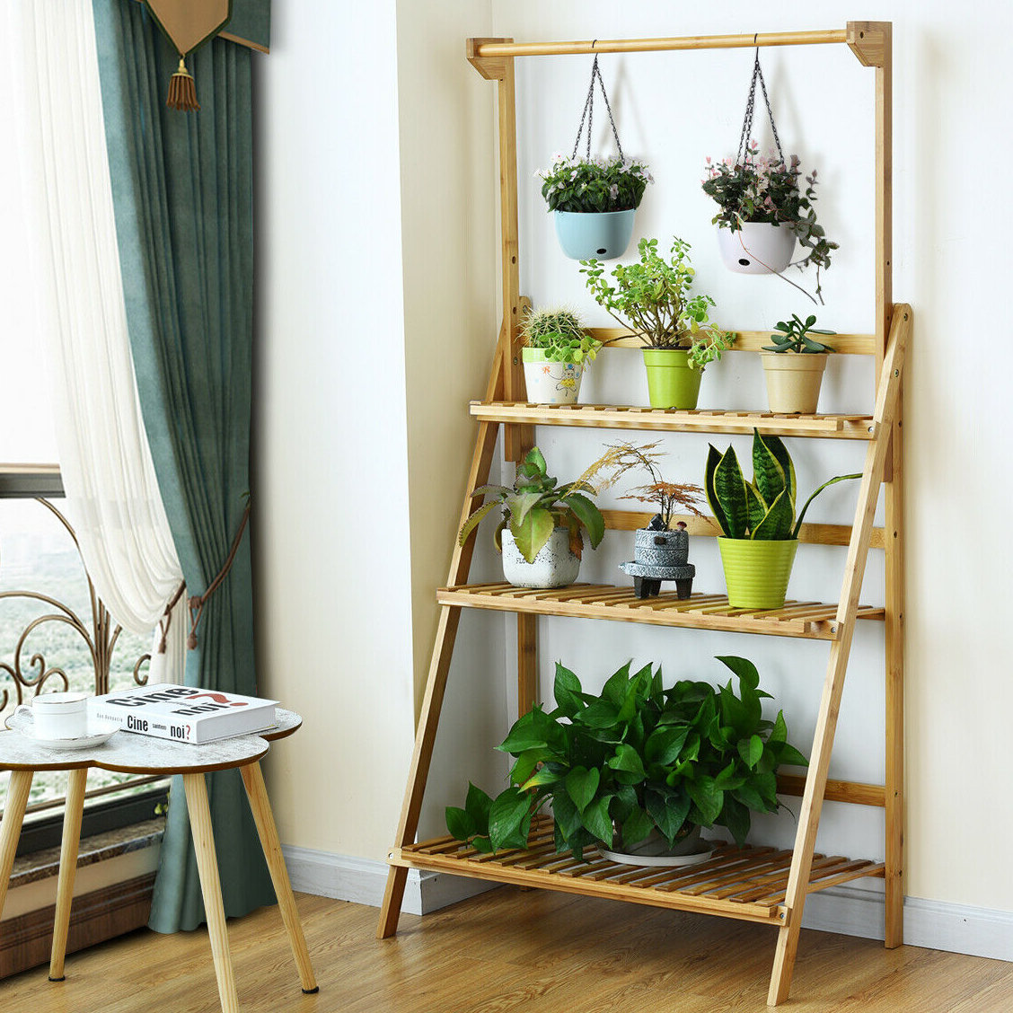 Bay Isle Home Roxanne 56.5'' H x 27.5'' W Solid Wood Ladder Bookcase ...