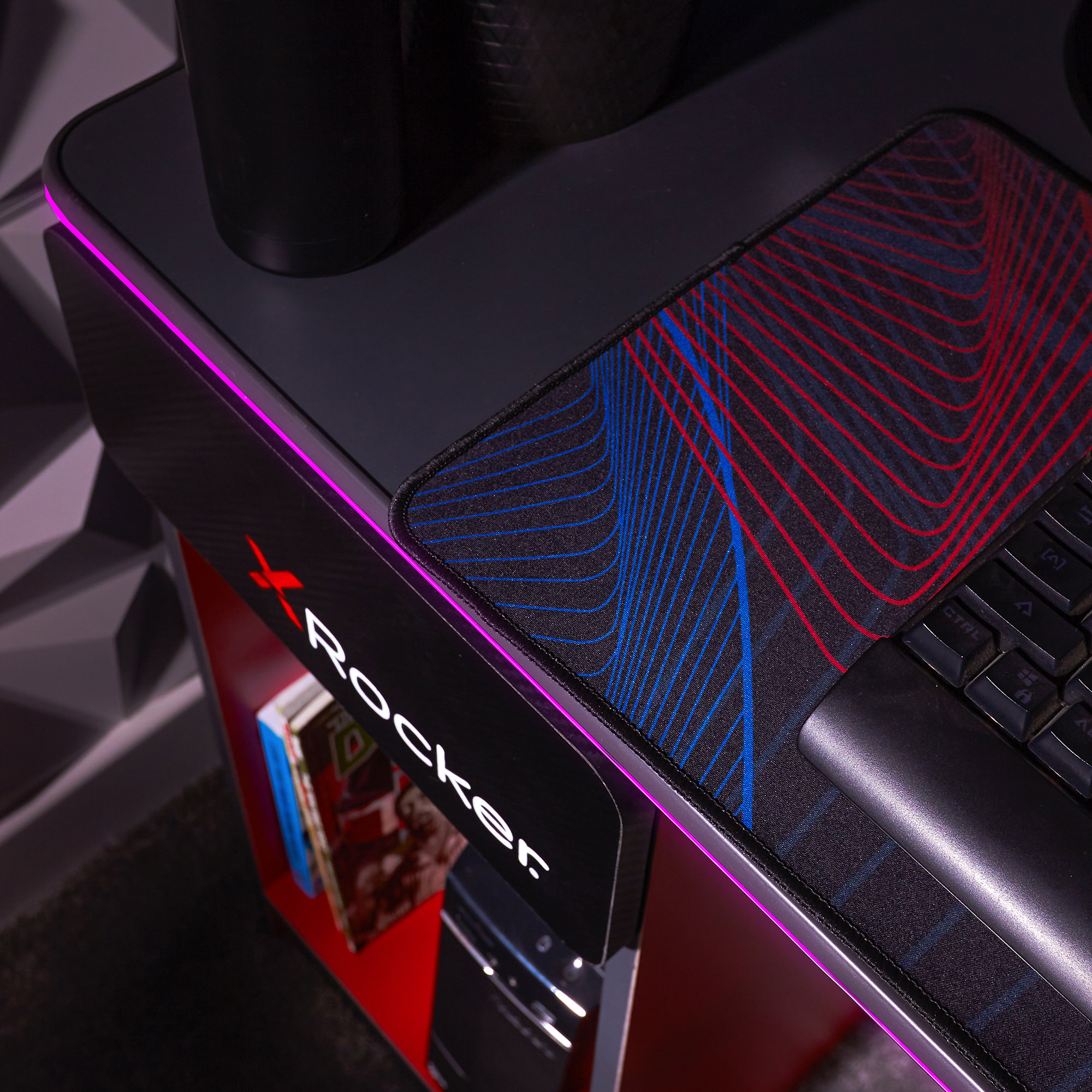 X Rocker Nation Carbon-tek Desk With Wireless Charging And Led Lights ...