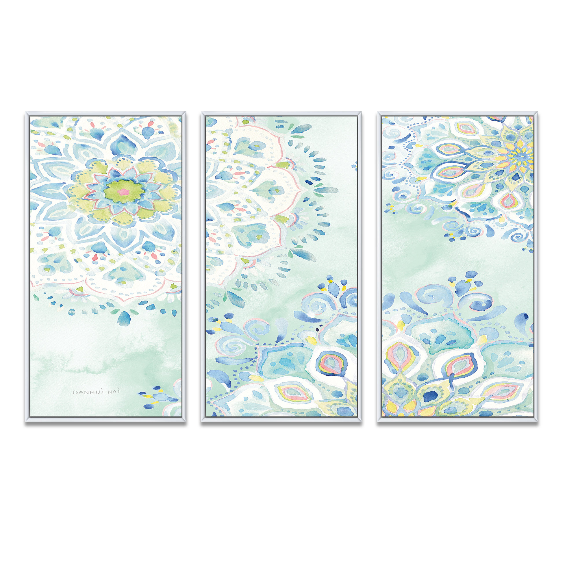 DesignArt Watercolor Mandalas III - 3 Piece on | Wayfair