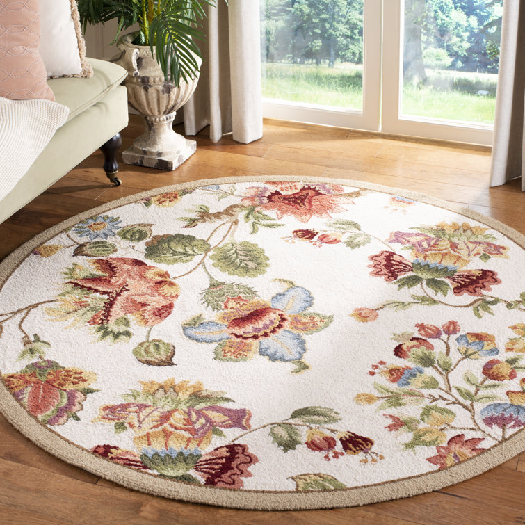 Lark Manor Hollander Floral Handmade Looped/Hooked Wool Area Rug in ...