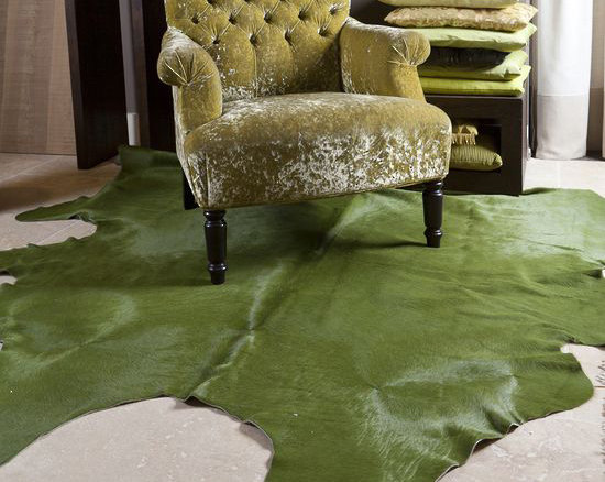 Pergamino Dyed Brazilian Cowhide Green Rug | Wayfair