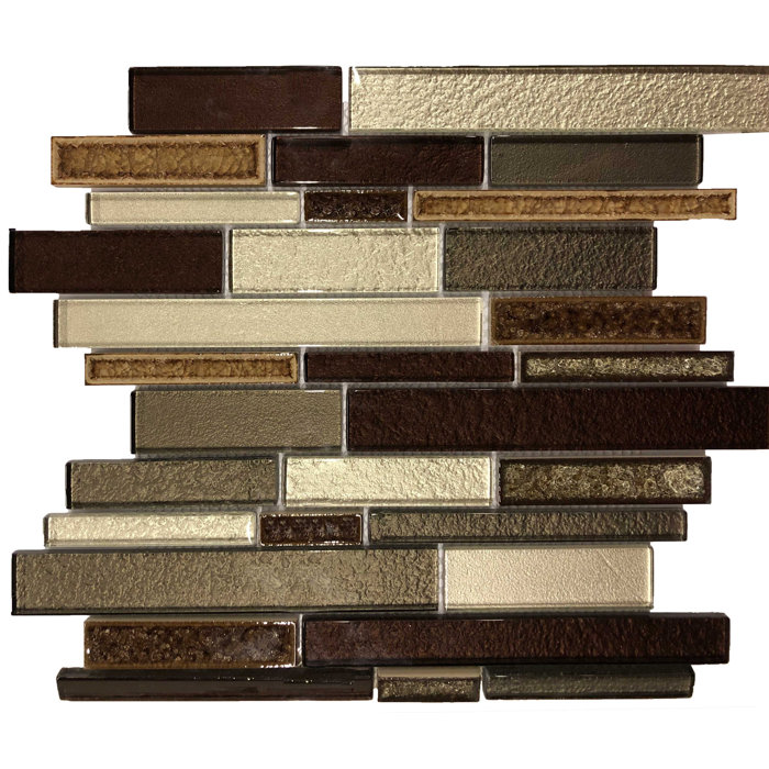 Mango Tile Glacier 12" x 12" Natural Stone/Glass Linear Mosaic Wall ...