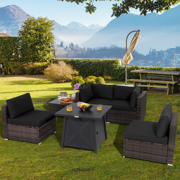 Latitude Run® Laresha Polyethylene (PE) Wicker 4 - Person Seating Group ...