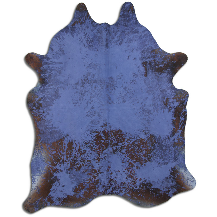 Union Rustic Ponce Cowhide Navy Blue Rug | Wayfair.co.uk