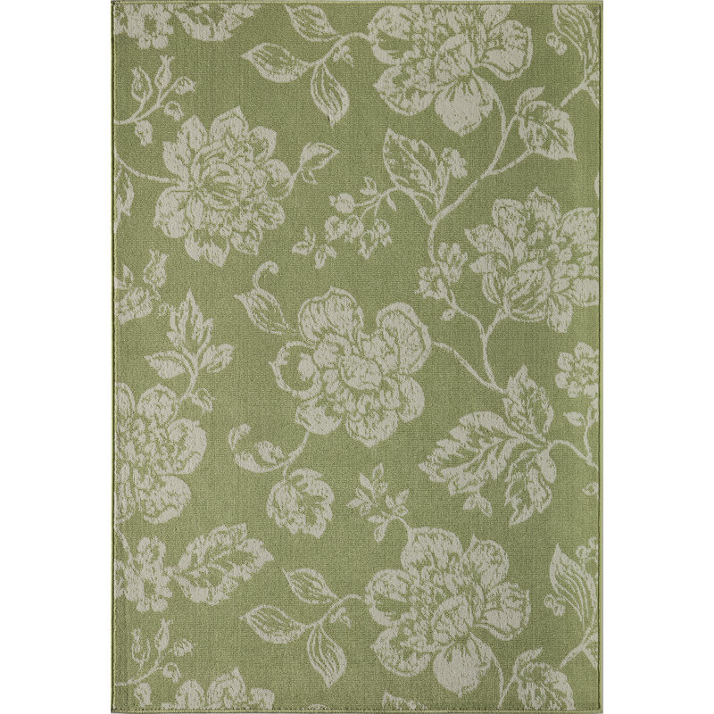 Ophelia & Co. Kofi Green/White Area Rug & Reviews | Wayfair