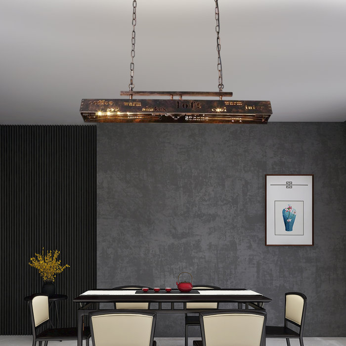 Williston Forge Rustic Metal Rectangle Pendant Light(2 Heads) | Wayfair