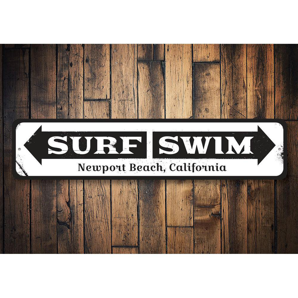 Lizton Sign Shop, Inc Surf Swim Arrow Custom Aluminum Sign | Wayfair