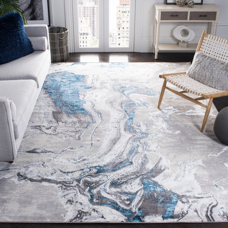 Mercury Row® Alfonzo Abstract Gray And Blue Area Rug & Reviews | Wayfair