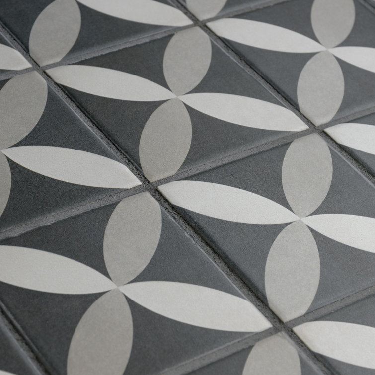 Merola Tile Twenties Mini 4" x 4" Ceramic Patterned Wall & Floor Tile ...