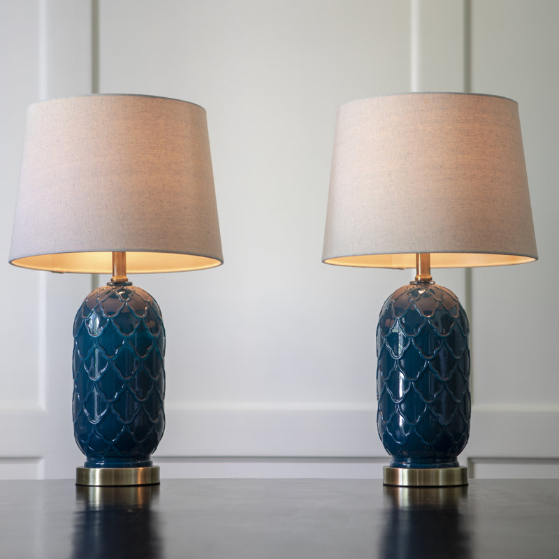 Highland Dunes Jazlynn 23.5" Blue Bedside Table Lamp Set & Reviews ...