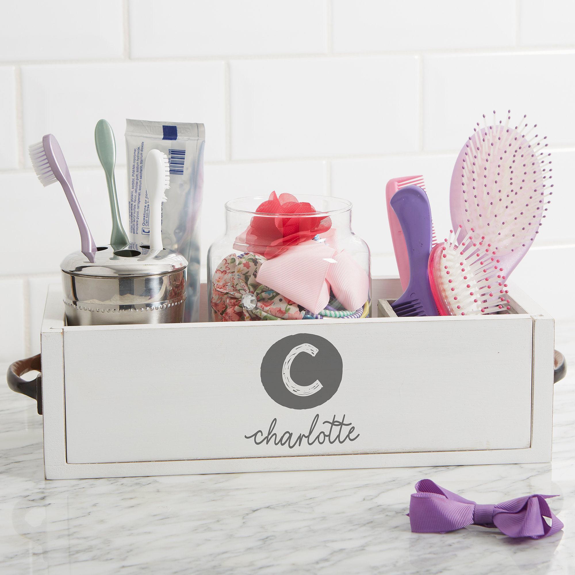 Personalization Mall Youthful Name Personalized Wood Bathroom Storage ...