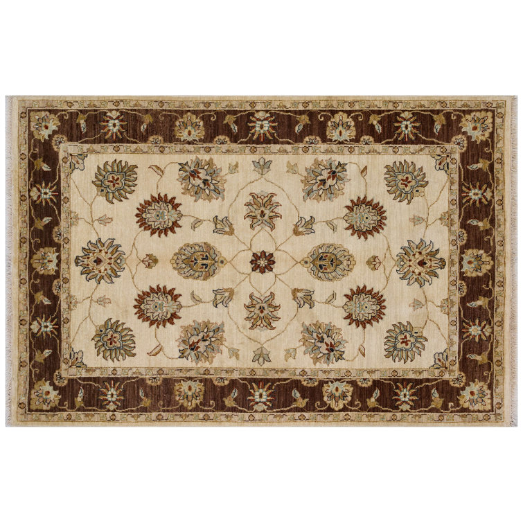 Rosalind Wheeler Turkish Beige Brown Oriental Framed Wool Cotton ...