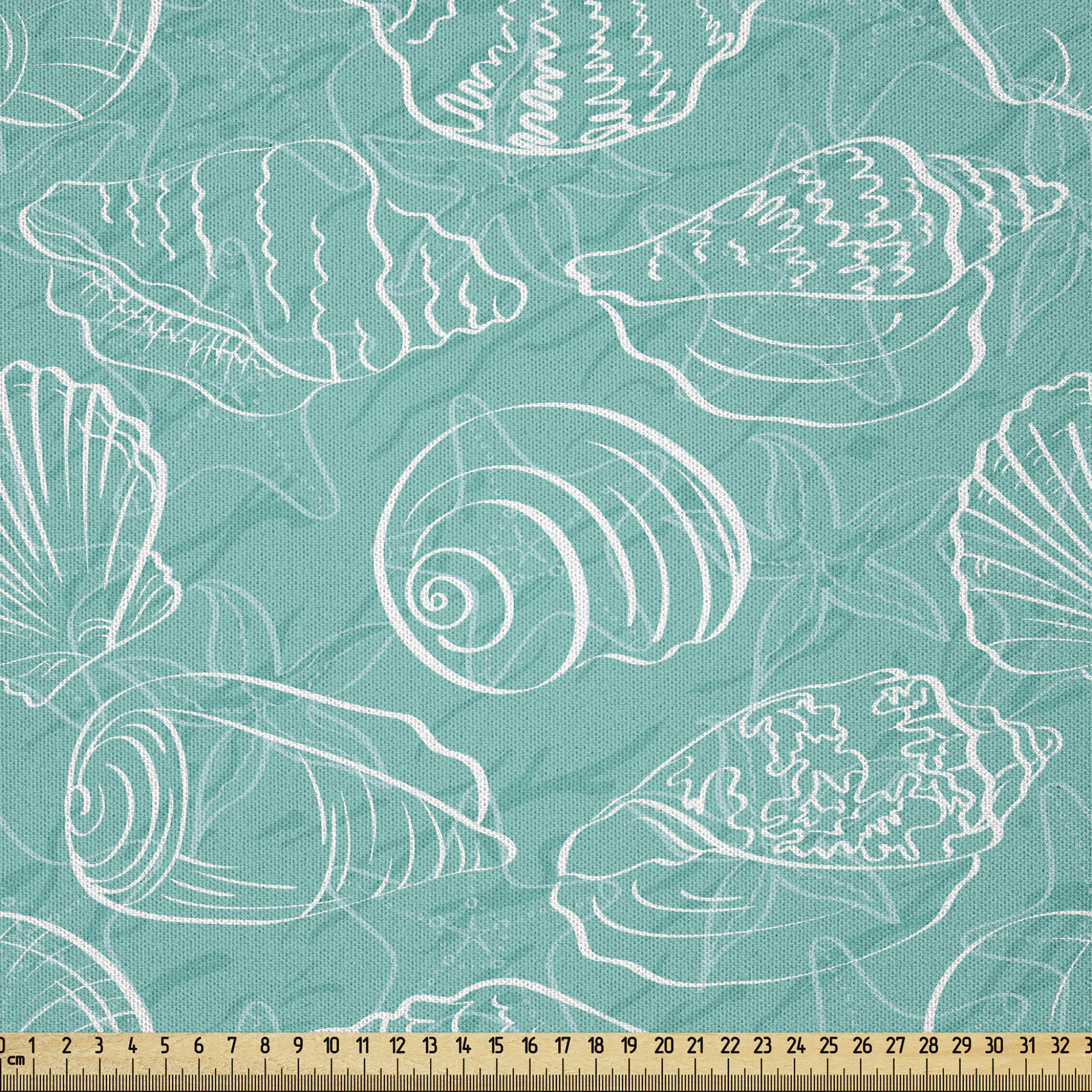 Bless international Ambesonne Sea Shells Fabric By The Yard, Doodle ...
