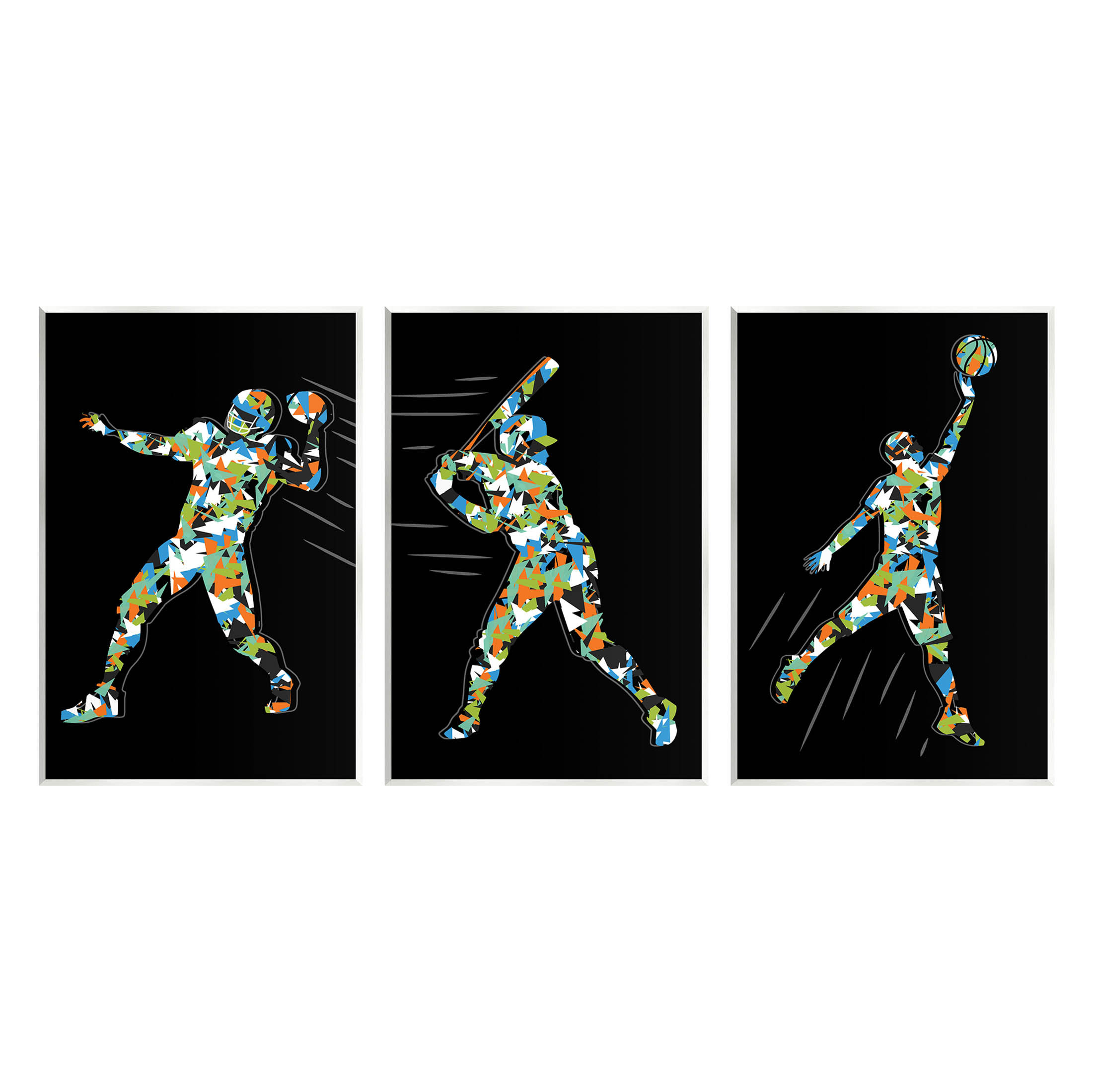 Stupell Industries Geometric Athlete Patterned Sports by - 3 Piece ...