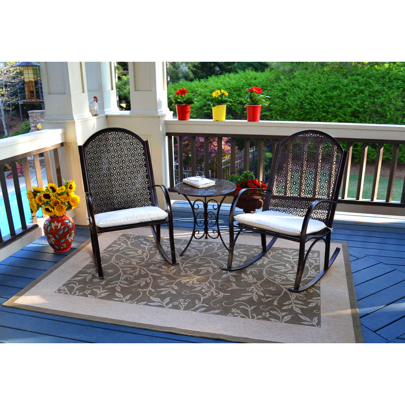 Tortuga Outdoor Metal Garden Rocker - 3Pc Set (2 rockers, 1 side table ...