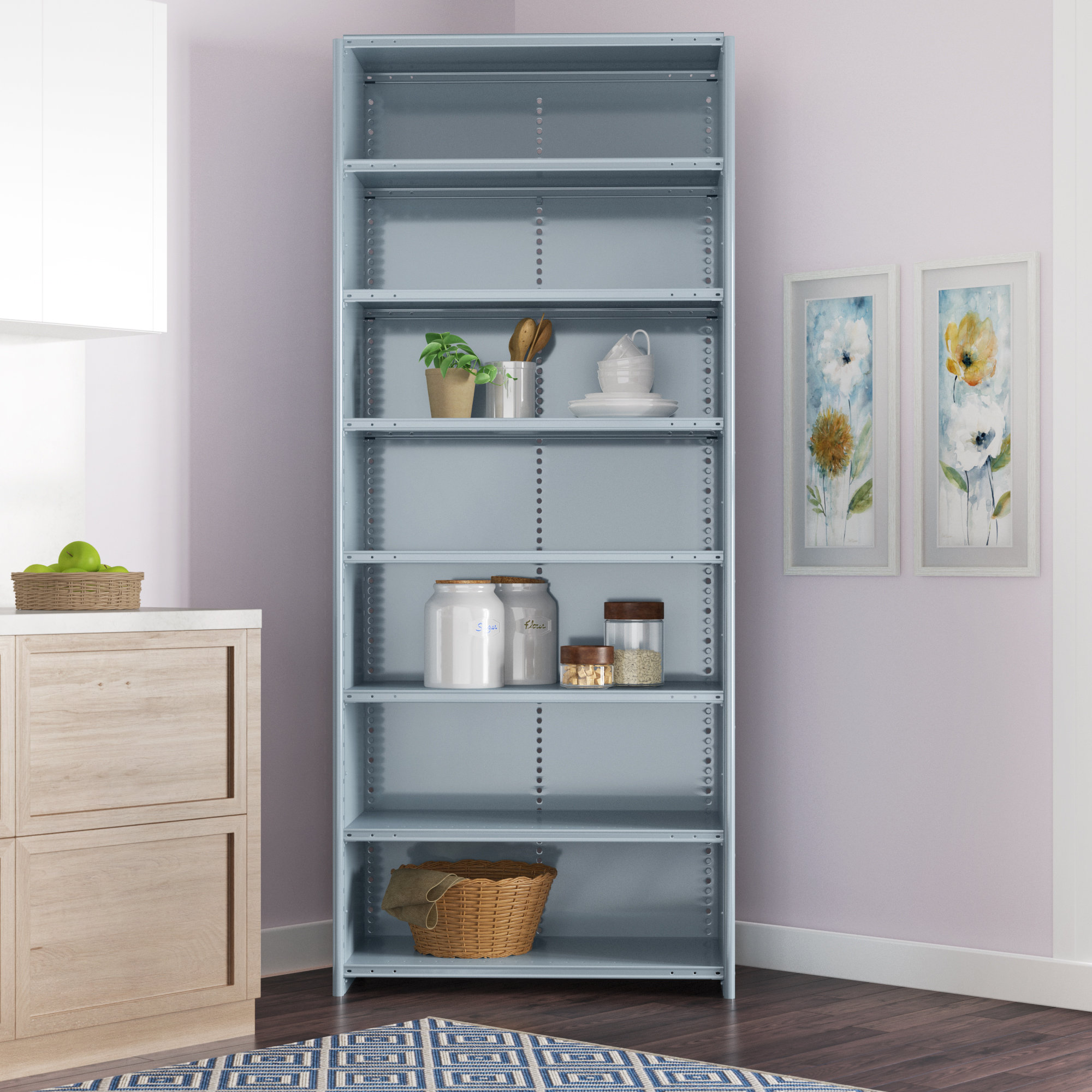 Hallowell Hi-Tech Medium-Duty Closed Type 7 Shelf Shelving Unit Starter ...