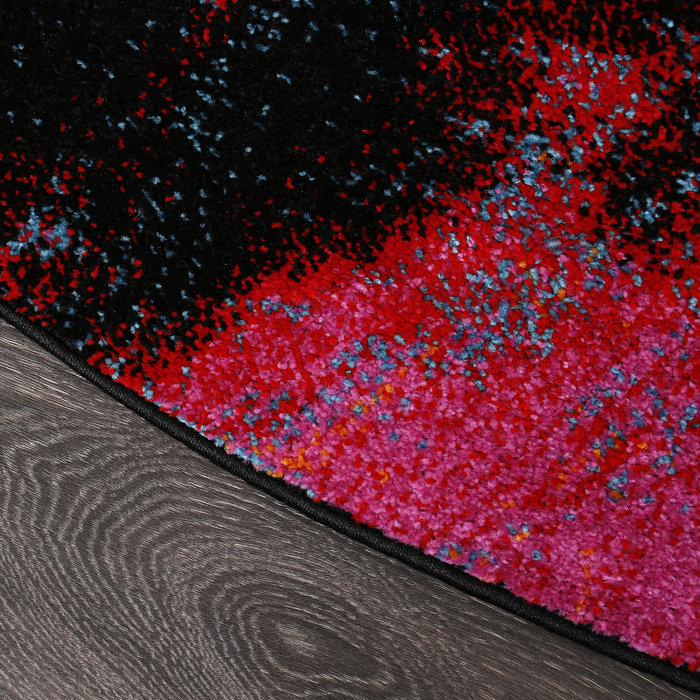 Wrought Studio Olgethorpe Performance Black/Pink Rug & Reviews | Wayfair