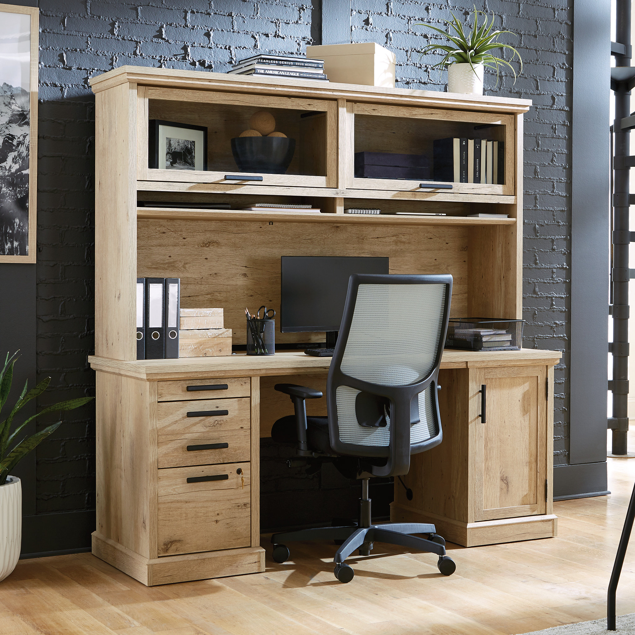 Foundry Select 2 Piece Rectangular Computer Desk Office Set with Hutch ...