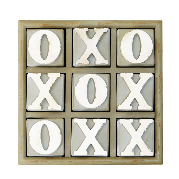 Gracie Oaks Haight Wood Tic Tac Toe Letter Block & Reviews | Wayfair
