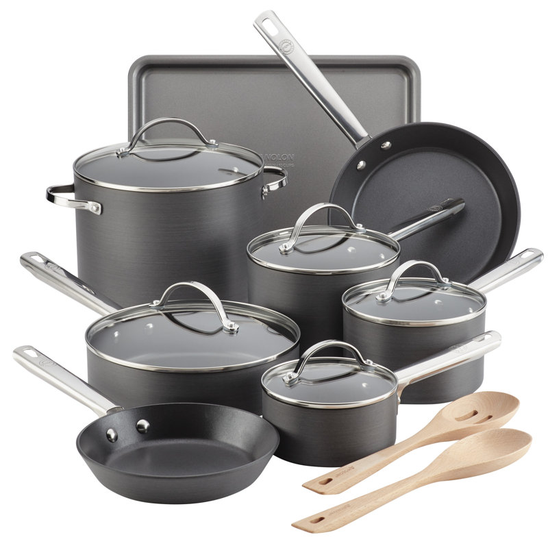 Anolon Professional 15 Piece Hard-Anodized Aluminum Non Stick Cookware ...