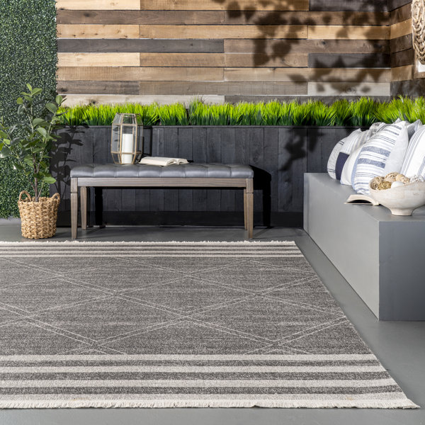 Gracie Oaks Aherin Gray Indoor/Outdoor Rug | Wayfair