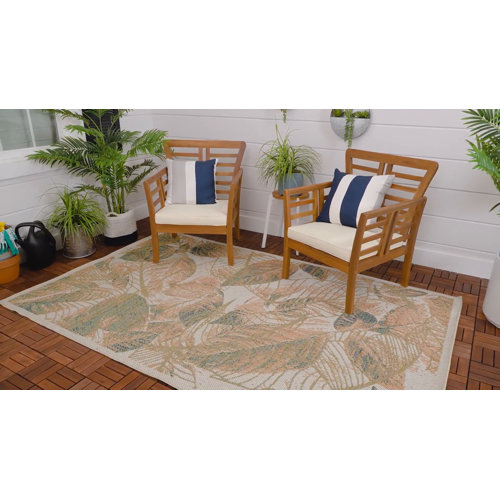 Beachcrest Home Trevin Power Loom Ivory/Green/Light Brown Indoor ...