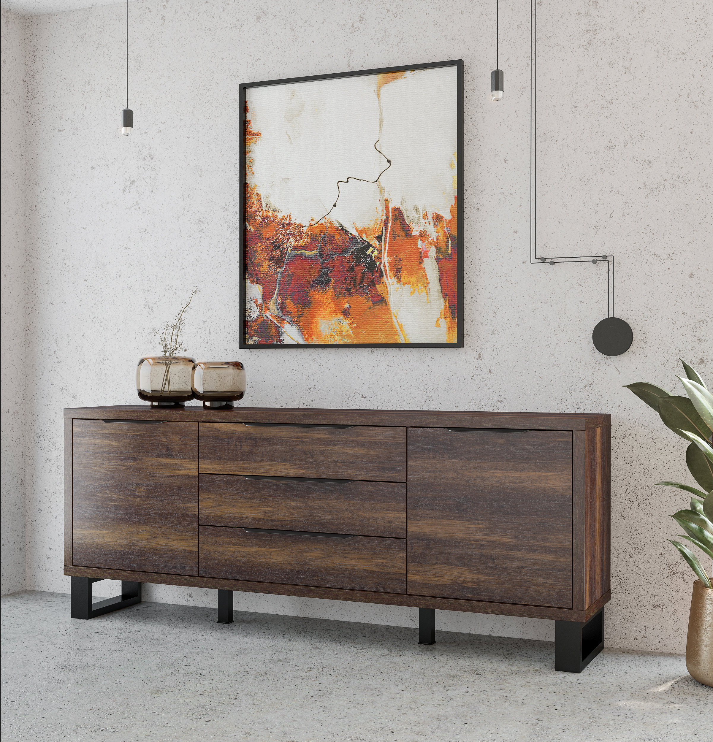 Union Rustic Erik 201Cm Wide 3 Drawer Sideboard | Wayfair.co.uk