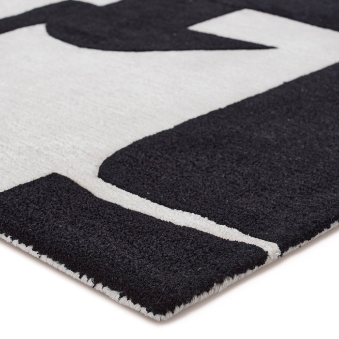 AllModern Handmade Black/Cream Rug | Wayfair