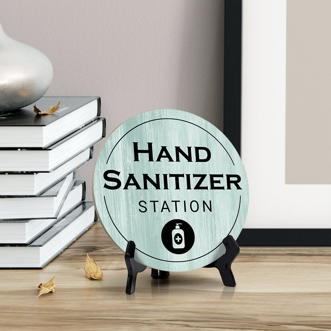 Signs ByLITA Round Hand Sanitizer Station, Bathroom Table Sign with ...