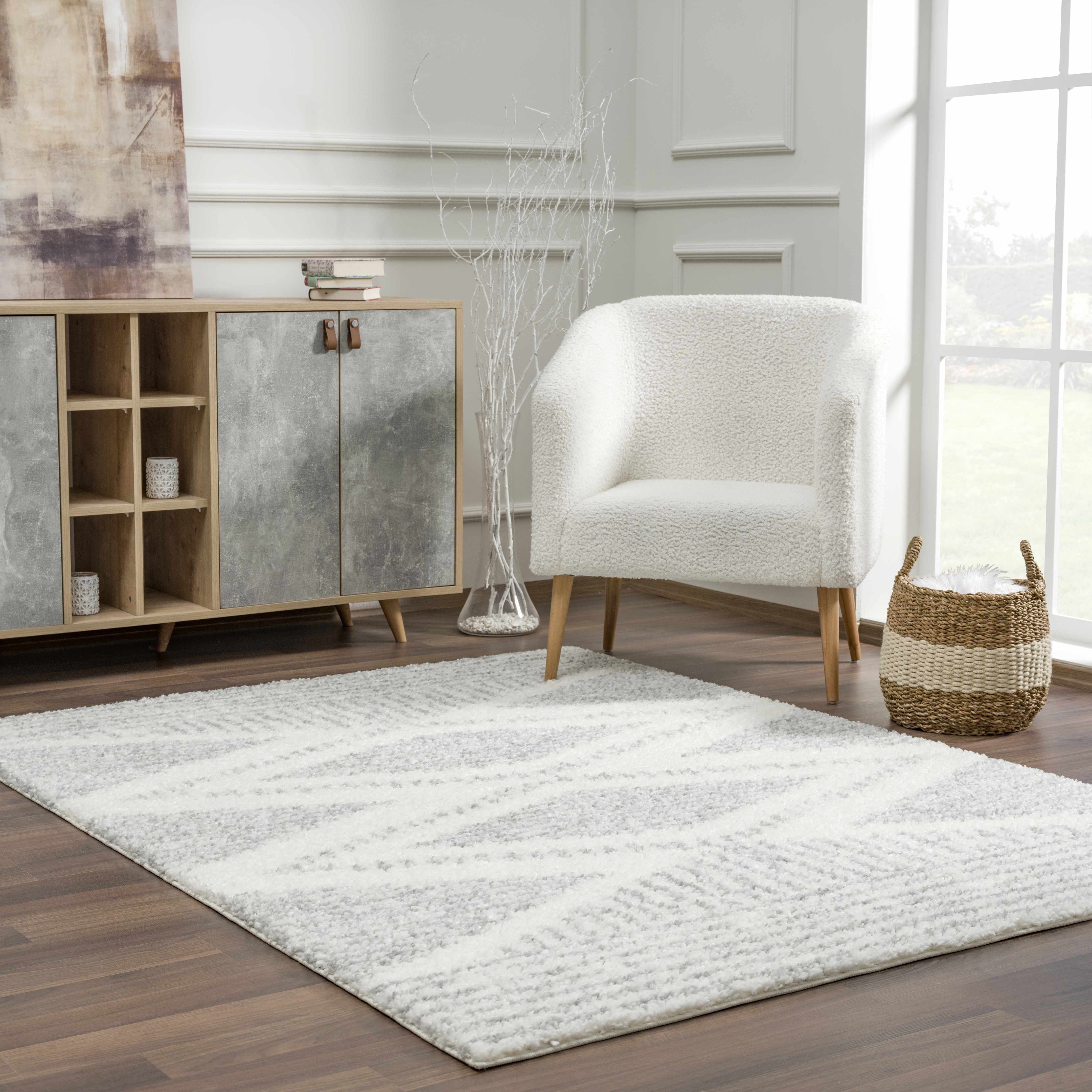 Hauteloom DXS Tufted Performance Gray/White Rug & Reviews | Wayfair
