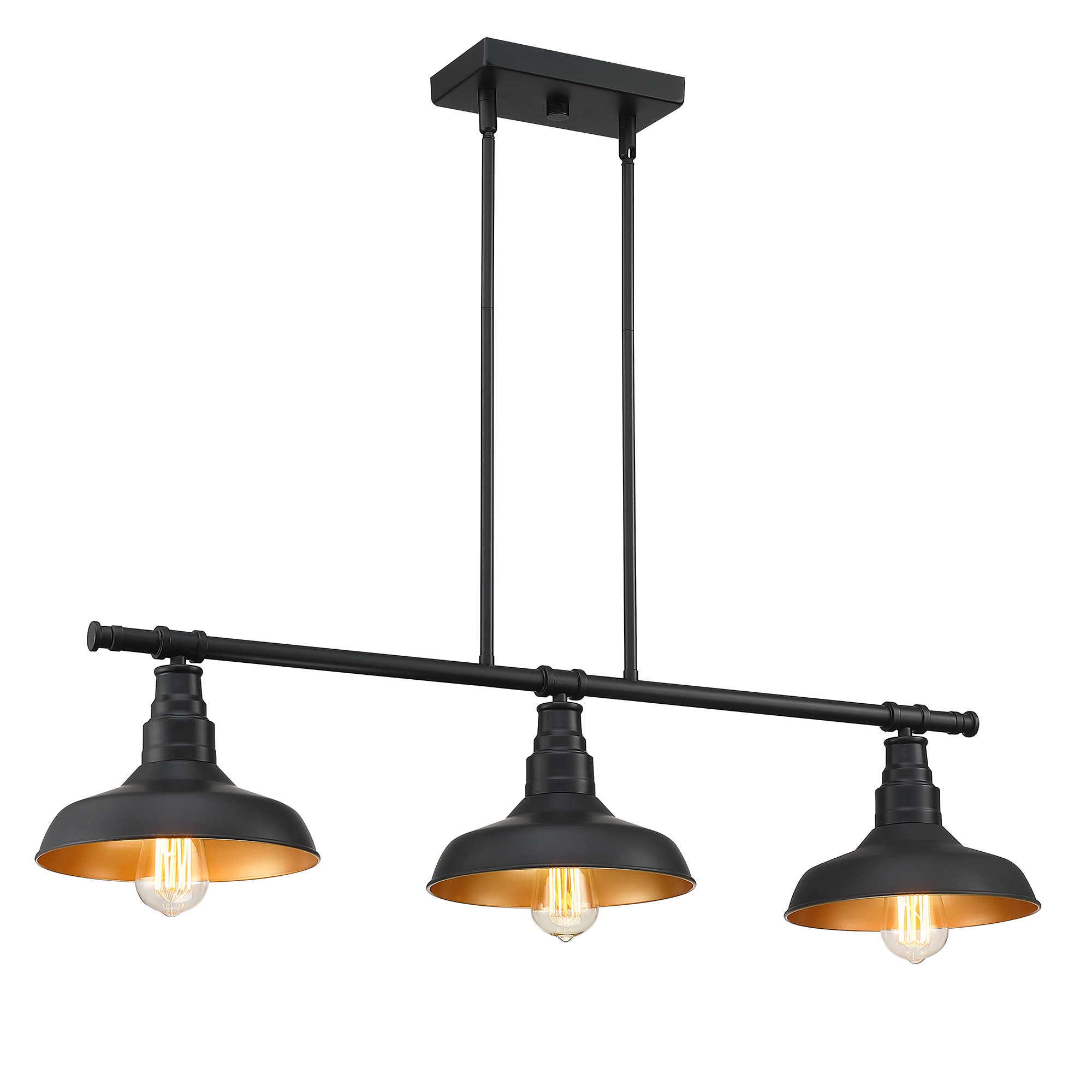 Longshore Tides 3-Light Island Pendant Chandelier With Matte Black ...