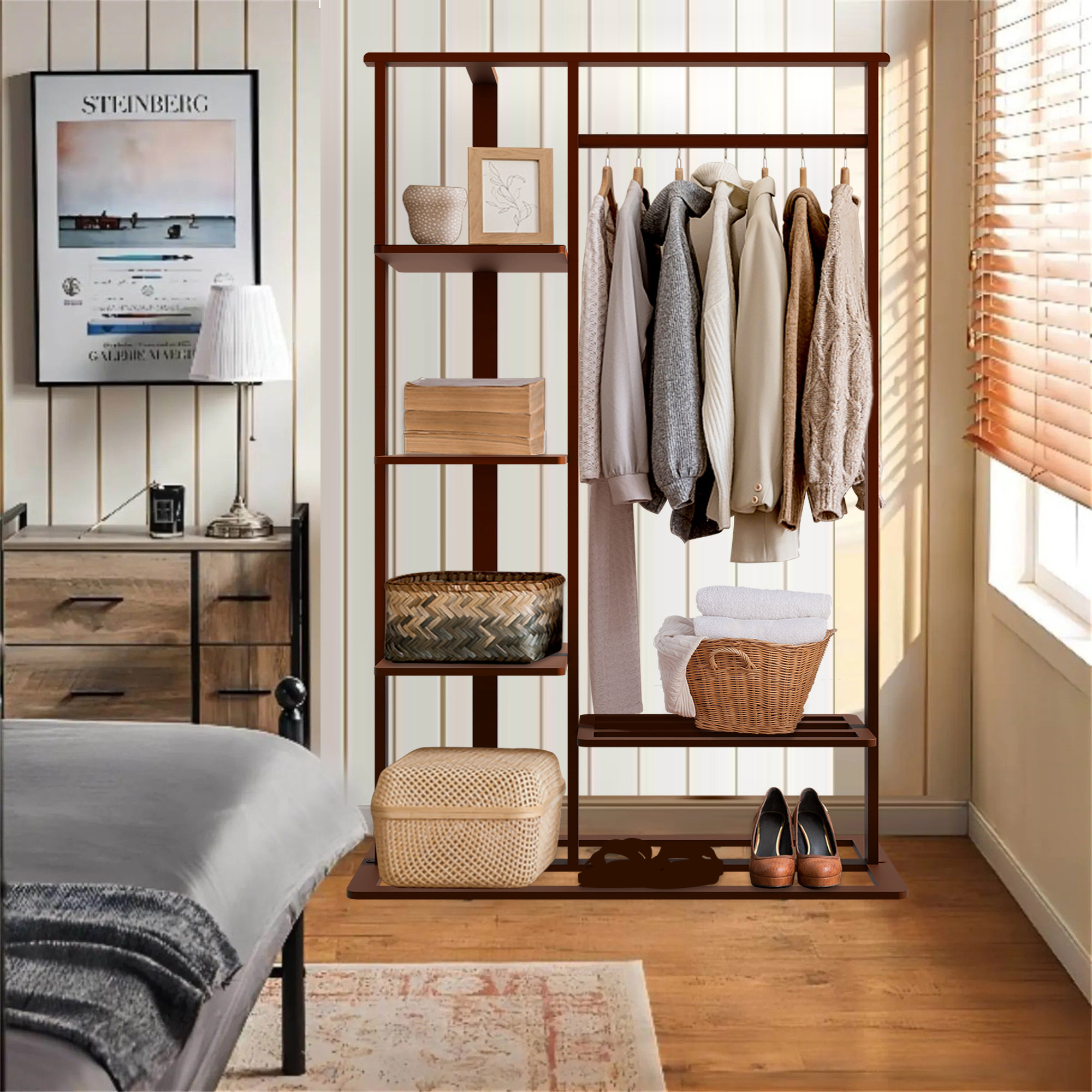 Latitude Run® Freestanding Bamboo Clothes Garment Rack & Reviews | Wayfair