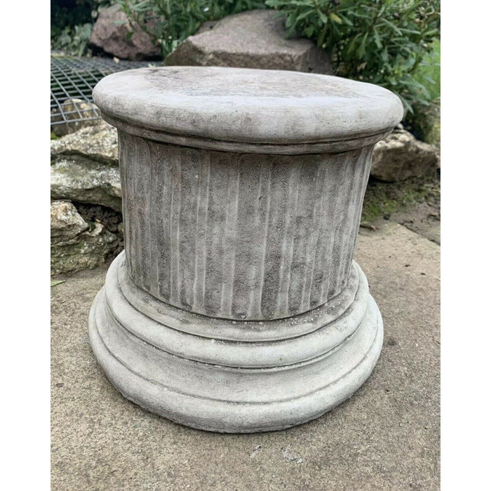Marlow Home Co. Rian Stone Garden Round Solid Heavy Plinth Column ...