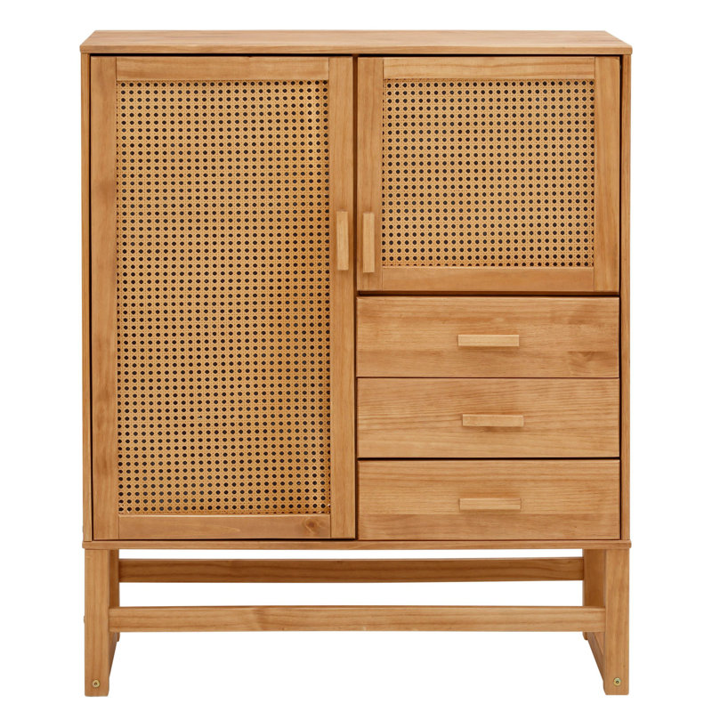Beachcrest Home Divina 90Cm Wide 3 Drawer Pine Solid Wood Highboard ...