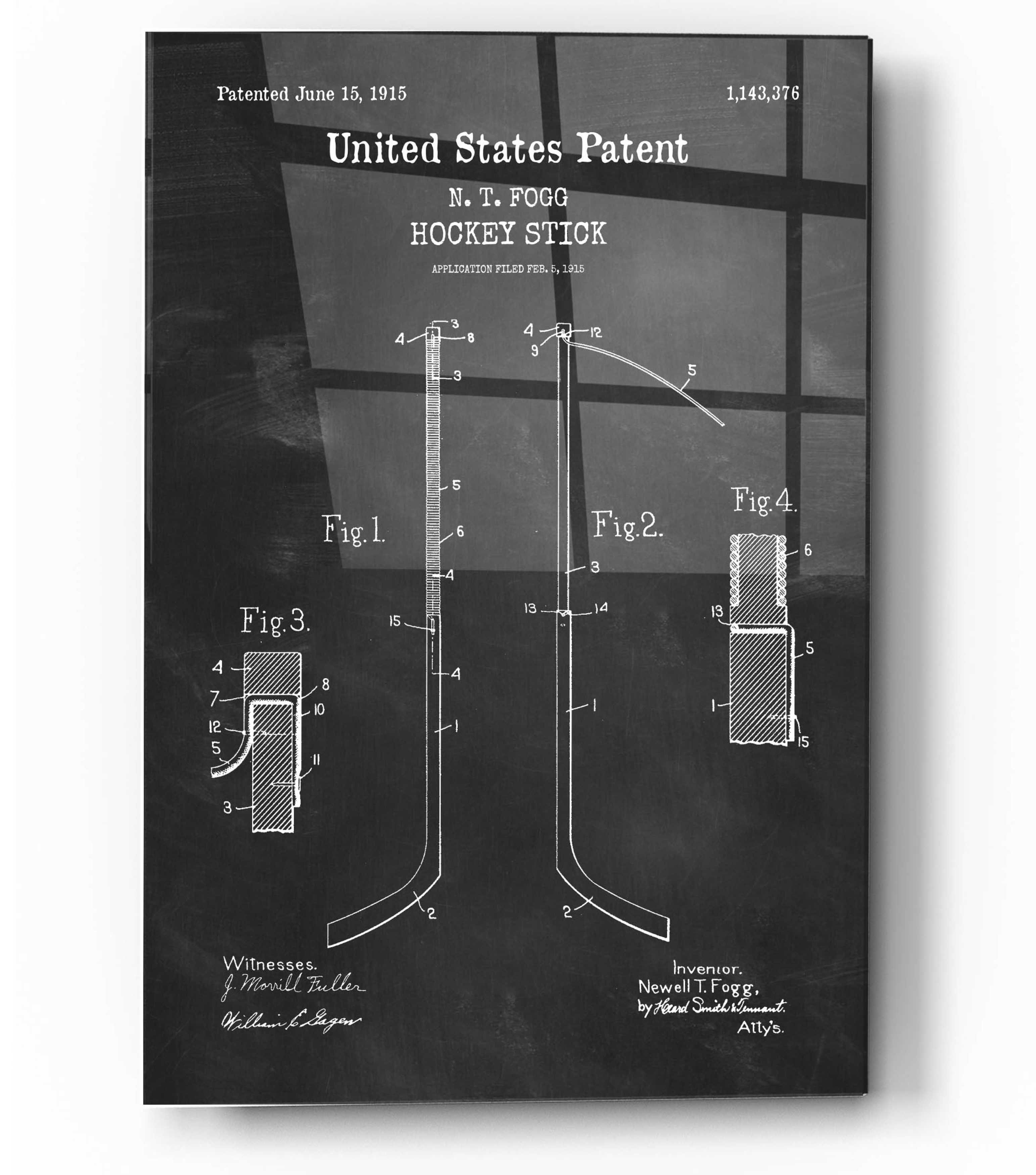 17 Stories Hockey Stick Blueprint Patent Chalkboard - Graphic Art on ...
