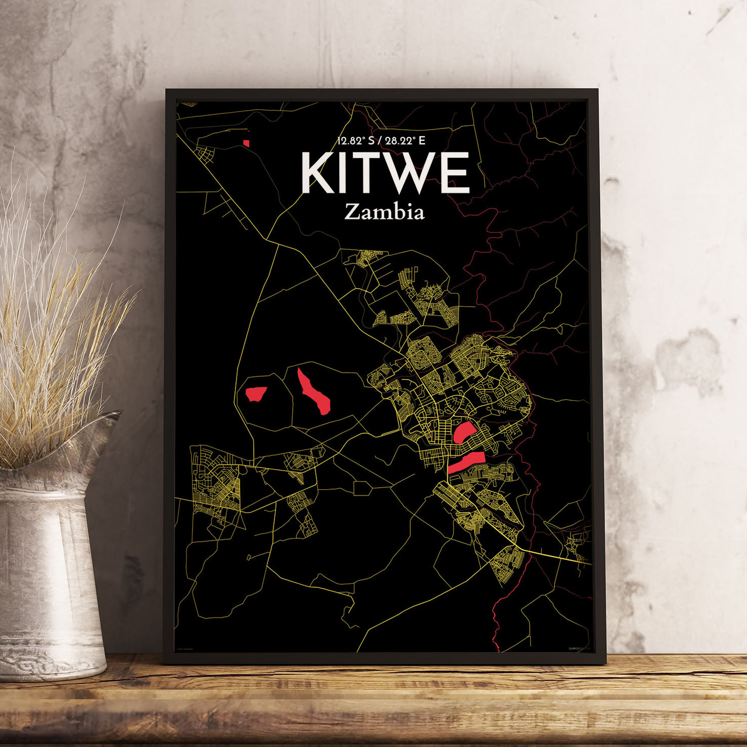 Wrought Studio Kitwe City Map - Unframed Graphic Art | Wayfair