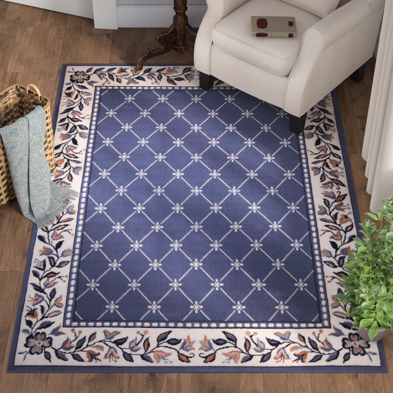 Charlton Home Modena Geometric Country Blue Area Rug & Reviews | Wayfair.ca