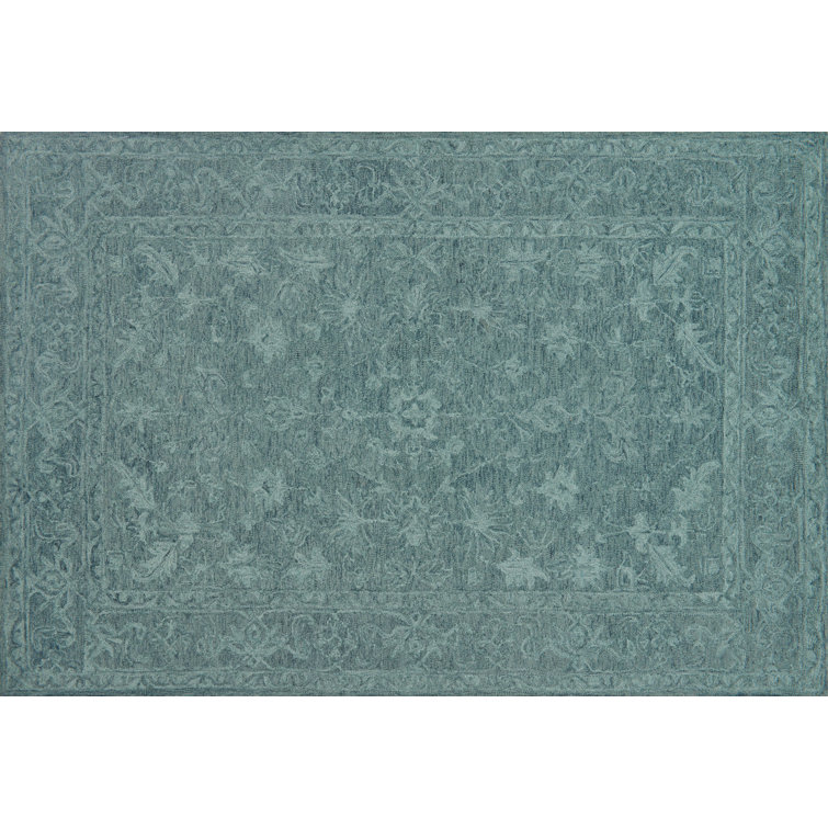 House of Hampton® Darryl Floral Handmade Looped/Hooked Wool Slate Area ...