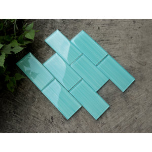 WS Tiles Premium Hand Painted 3" x 6" Straight Edge Glass Mosaic Subway ...