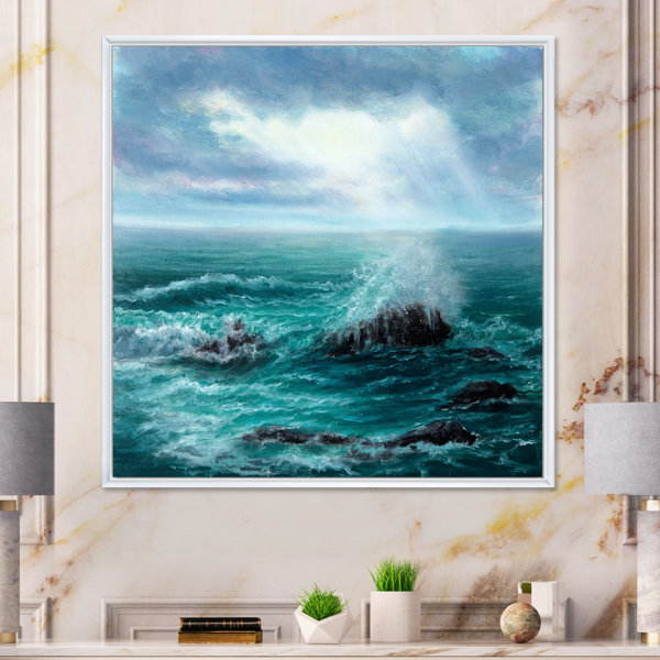 Highland Dunes Wild Blue Ocean Waves II - Graphic Art on Canvas | Wayfair
