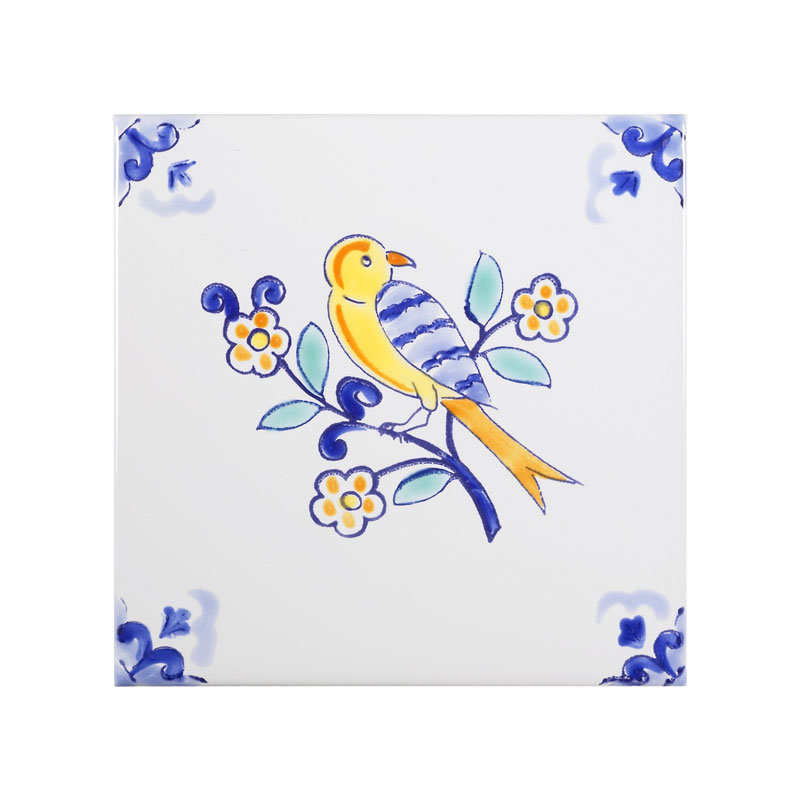 Casablanca Market Mediterranean 4" x 4" Ceramic Robin Decorative Tile ...