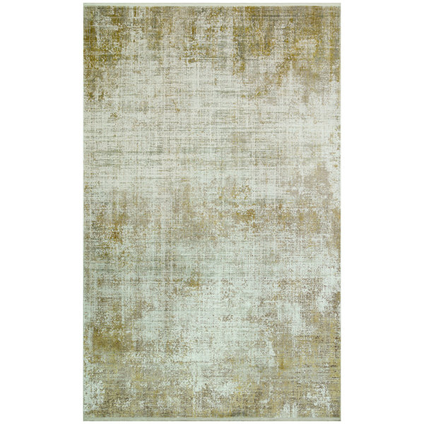 Williston Forge Mahdi Machine Woven Green/White Rug | Wayfair.co.uk