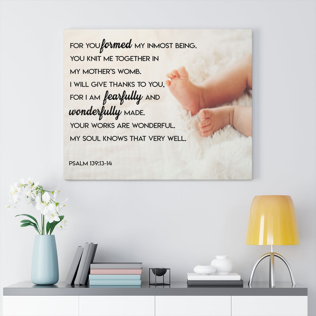 Trinx Wonderfully Made Psalm 139:13-14 Wall Art Christian Home Décor ...