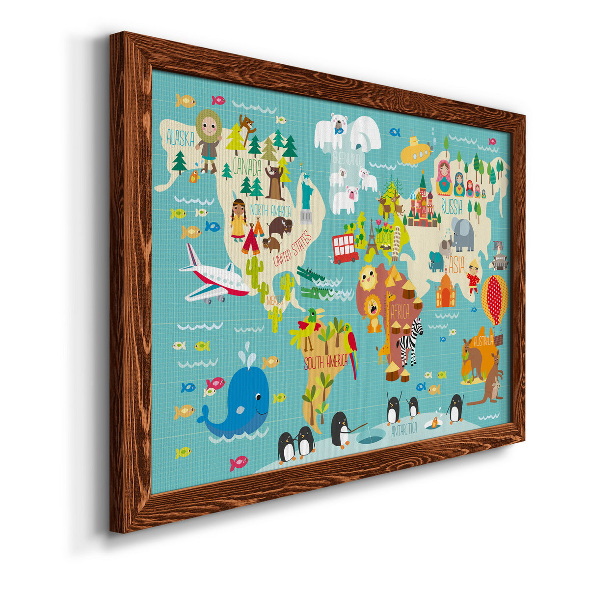 Zoomie Kids Children's World Map - Picture Frame Graphic Art on Canvas ...