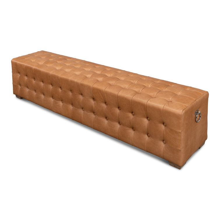 Sarreid Ltd Beam Genuine Leather Bench | Perigold