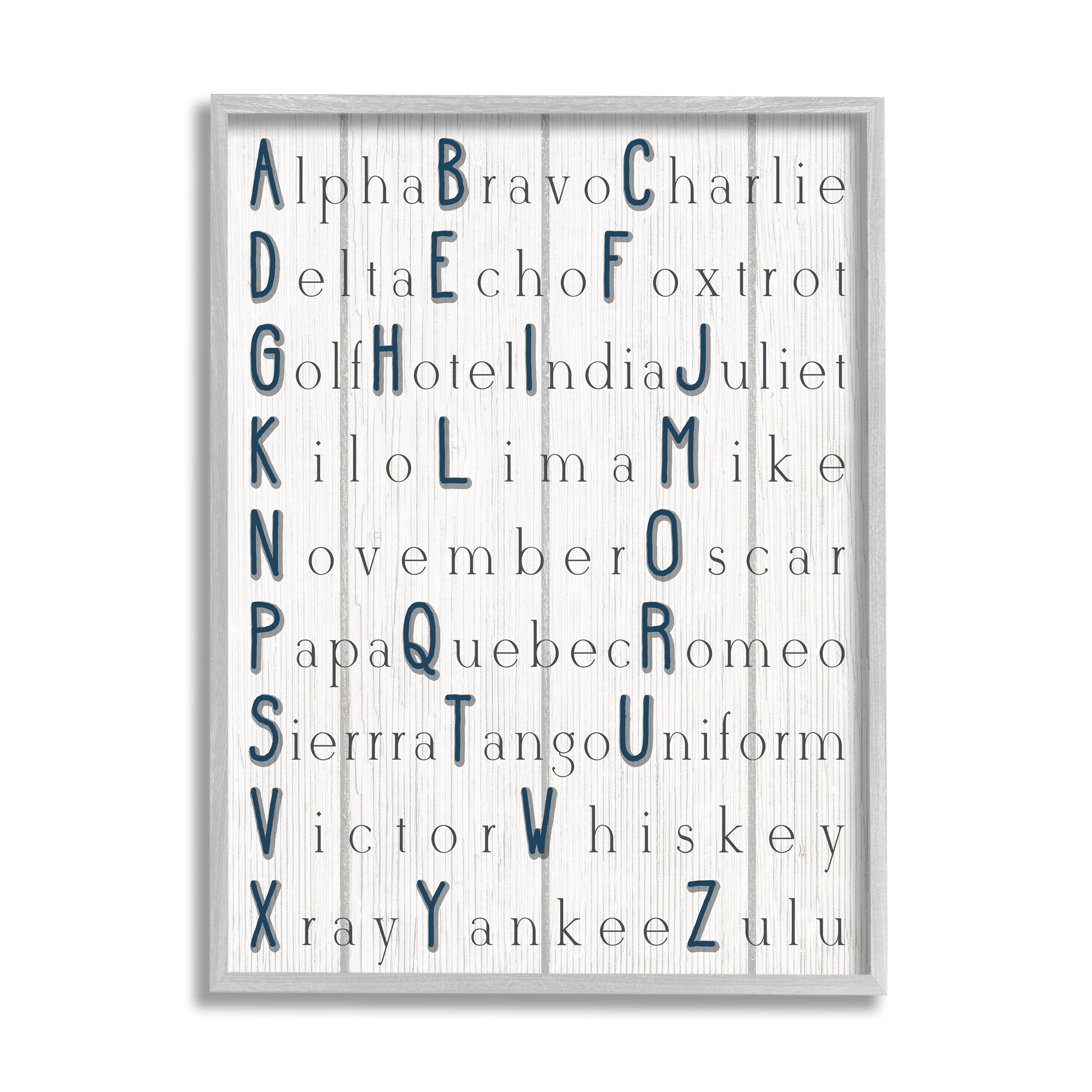 Stupell Industries Alpha Bravo Charlie Kids Alphabet by Daphne Polselli ...