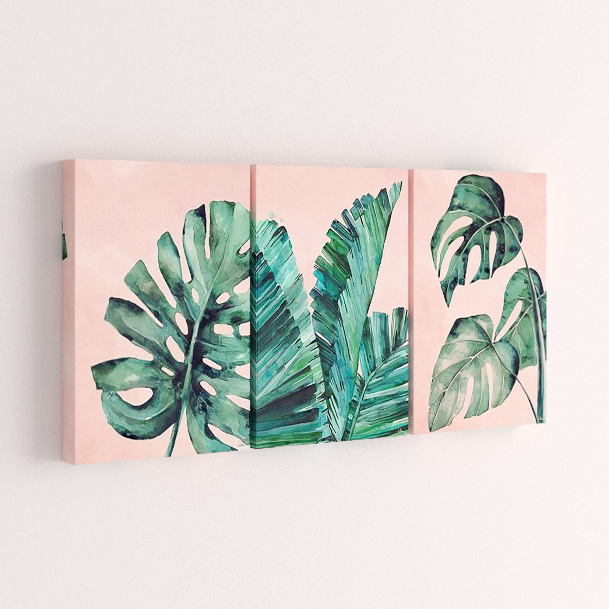 Wrought Studio Tropical Leaves Triptych by Parvez Taj - 3 Piece Print ...